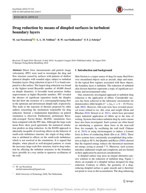 Drag Reduction By Means Of Dimpled Surfaces In Turbulent Boundary