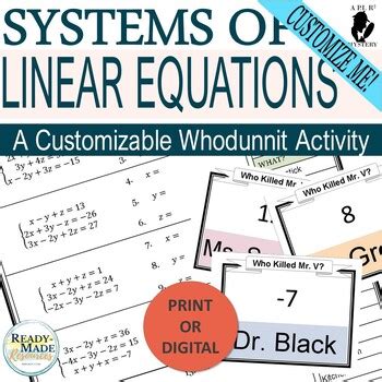 FREEBIE Solve 3x3 Systems Of Equations Customizable Scavenger Hunt Digital