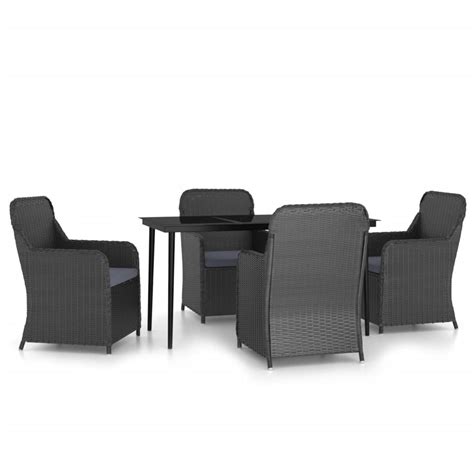 Buy Vidaxl 5 Piece Garden Dining Set With Cushions Black Online In Uae