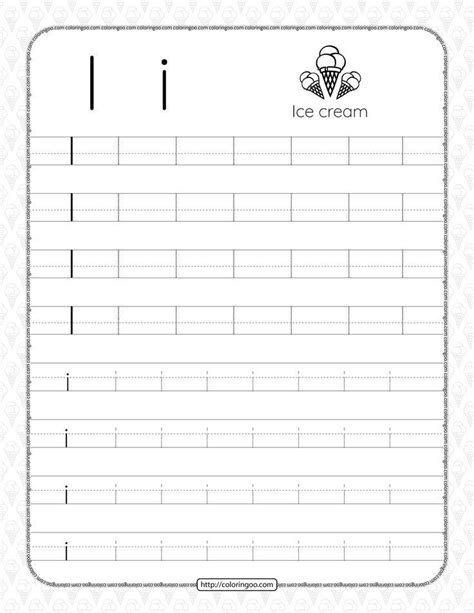 Printable Dotted Letter I Tracing Worksheet Letter I Tracing Practice