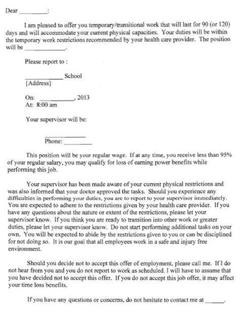 Modified Duty Job Offers