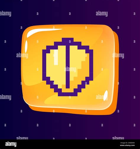 Shield Glossy Ui Button With Pixelated Color Icon Stock Vector Image
