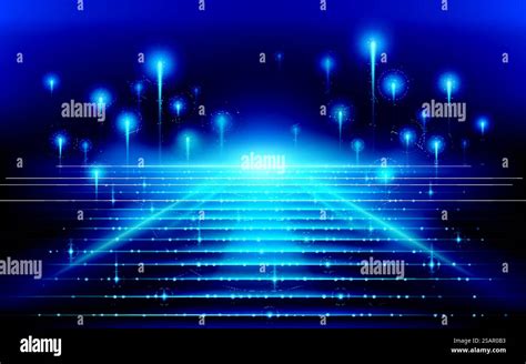 abstract of warp or hyperspace motion in star trail futuristic blue light streaks background