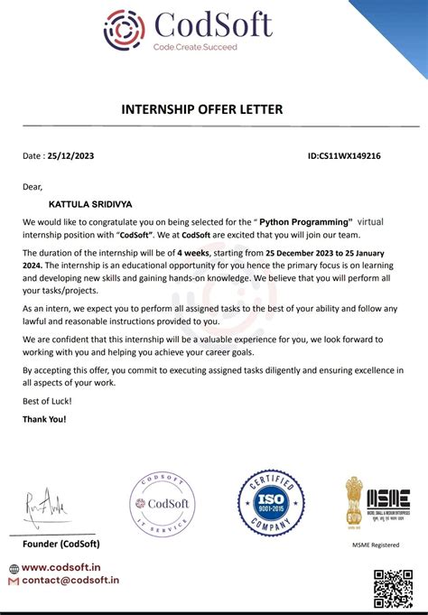 Selected For Codsoft Python Internship Kattula Sri Divya Posted On The Topic Linkedin