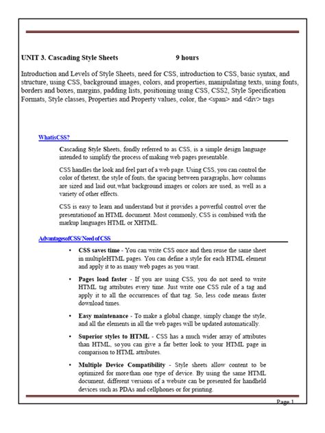Fundamentals Of Web Unit Iii Pdf Html Html Element