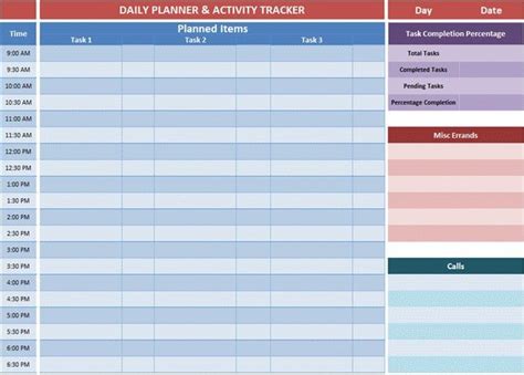 20 Microsoft Excel Daily Planner Template Simple Template Design