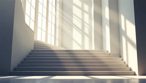 Free Sunlit Stairway Shadows Photo Sunbeams Staircase Minimal