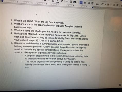 Solved What Is Big Data What Are Big Data Analytics Chegg