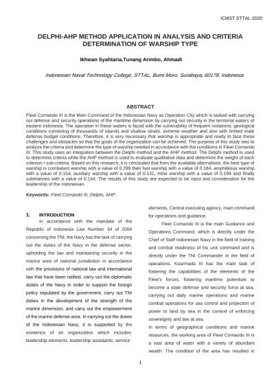 Delphi Ahp Method Application In Analysis And Criteria Determination Of