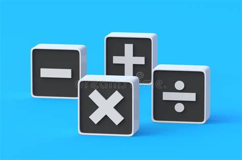 Set Of Mathematical Symbols On Buttons Plus Minus Multiply Divide