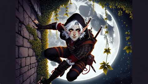 Moonlit Elf Girl Wall Climbing Art Spider Like Agility Sketch Ai