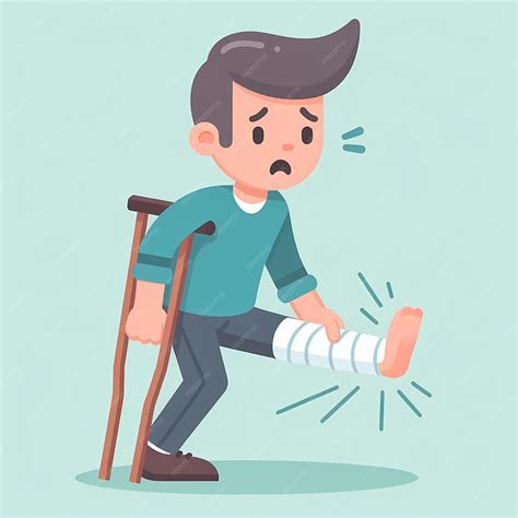 Premium Photo A Cartoon Of A Man With A Broken Leg And A Bandaged Leg