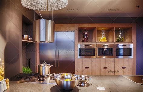 عکس آشپزخانه مدرن با وسایل نقره ای مدرن عکس با کیفیت و تصاویر استوک