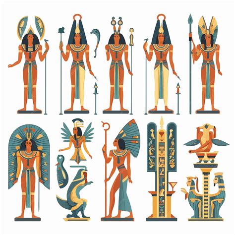 Ancient Egyptian Gods And Goddesses Divine Deities Collection Premium