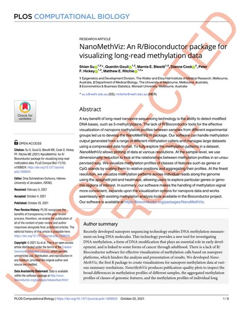 Pdf Nanomethviz An R Bioconductor Package For Visualizing Long Read
