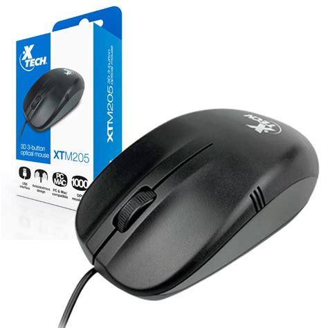 Mouse Xtech Alambrico 1000dpi 3 Botones Xtm205 Black Nanotech Market