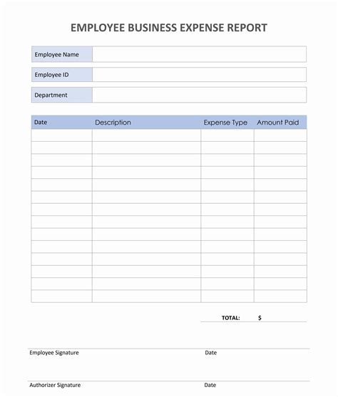Printable Expense Report Template For Adult Free Download And Print
