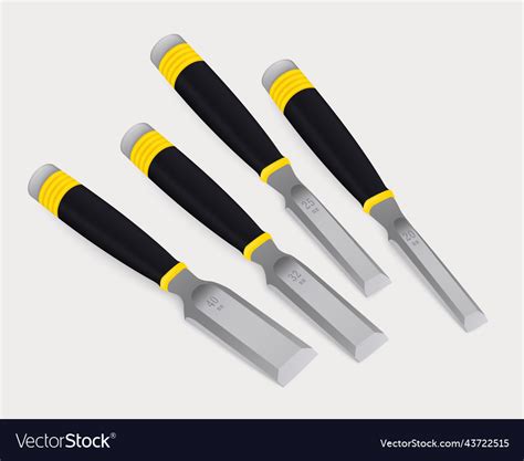 Wood Chisel Set Working Tool For Carpenters Vector Image