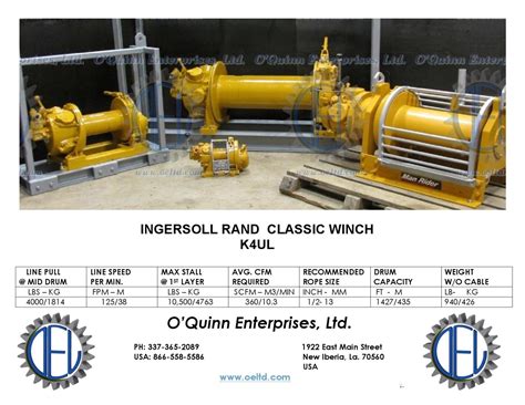Classic Ingersoll Rand K4ul 4k Air Tugger Winch Remanufactured Woem