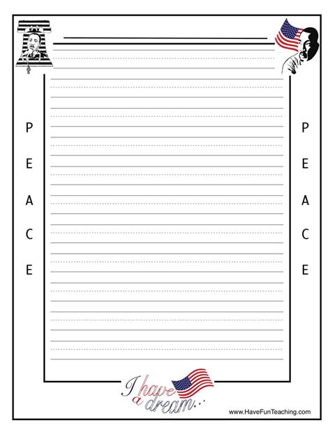 Martin Luther King Jr Writing Paper Free Worksheets
