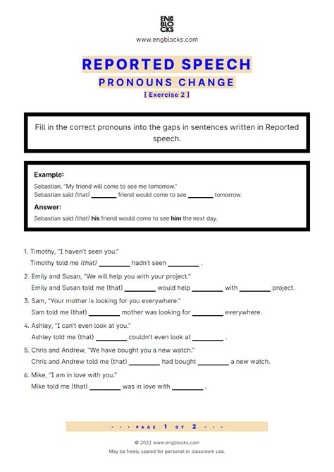 Reported Speech Exercise 10 Reported Speech Übungen Mit Lösungen Pdf