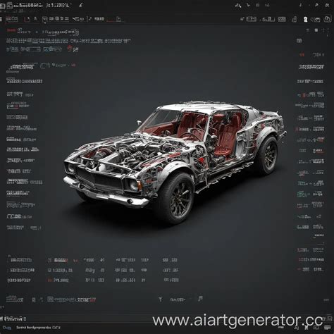 Exaggerated Car Parts And Program Code Displayed In Program Startup