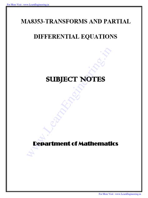 MA8353 Transforms and Partial Differential Equations 01 - by LearnEngineering - in | PDF