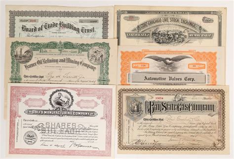 Colt Manufacturing And Assorted Stock Certs 171779