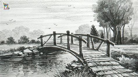 How To Draw A Wooden Bridge In Scenery Pencil Art Pencil Sketch And