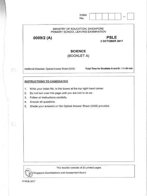 Science Psle 2017 Booklet A Pdf