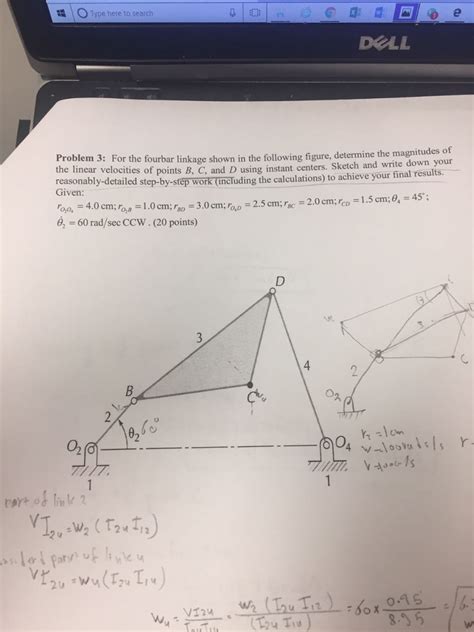 Solved For The Fourbar Linkage Shown In The Following