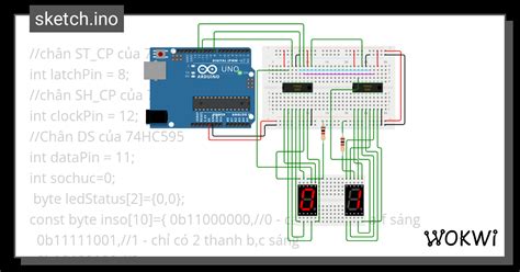 Ic Hc 595 đếm Từ 1 99 Wokwi Esp32 Stm32 Arduino Simulator