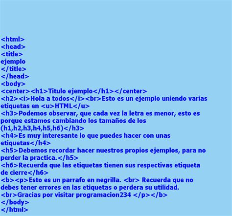 Etiquetas Basicas Html ~ Aprender Programación