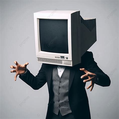 Man With A Monitor On His Head Background Background Business Office Background Image And