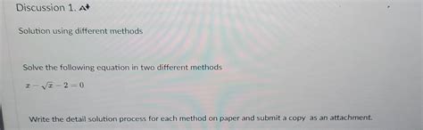 solved discussion 1 a solution using different methods
