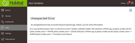 hub variables option on settings menu not working error message 🛎