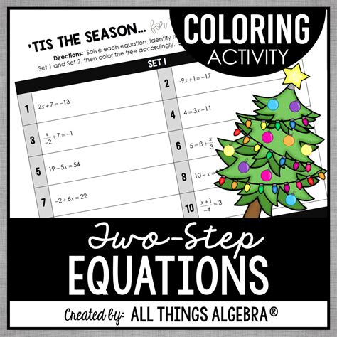 Two Step Equations Holiday Coloring Activity All Things Algebra®