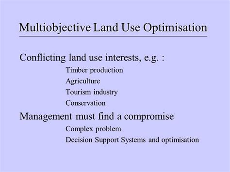 Multiobjective Land Use Optimisation Using Evolutionary Algorithms
