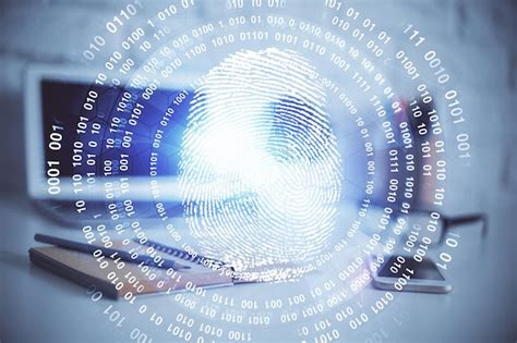 Premium Photo Computer On Desktop In Office With Finger Print Drawing