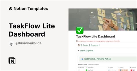 Taskflow Lite Dashboard Template By Lusivionix Lda Notion Marketplace