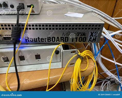 Internet Network Devices Connected To Each Other Via Cable Proxy Hub And Router Editorial
