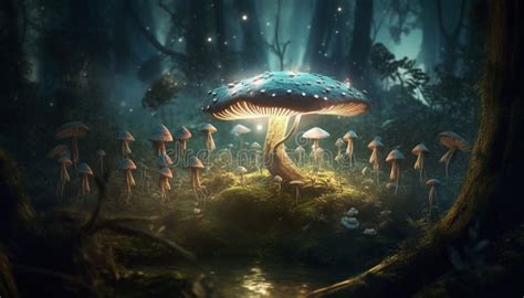 Spotted Toadstool Adds Beauty To Forest Landscape Generated By Ai Stock