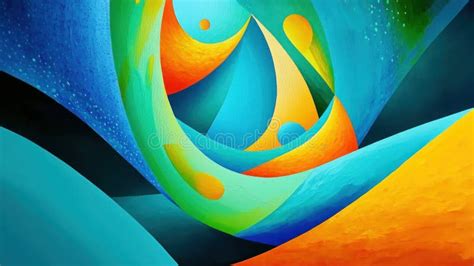 A Vibrant Abstract Composition Featuring Swirling Shapes And Colors Stock Illustration