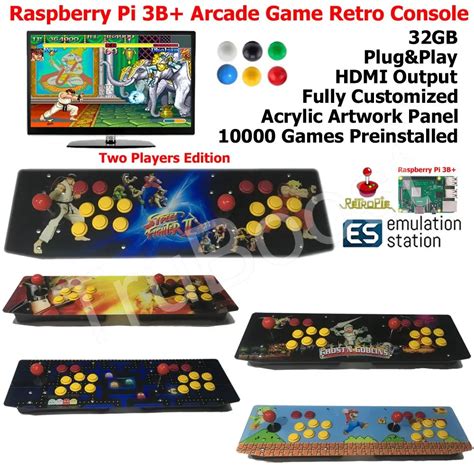 Two Players Raspberry Pi B Arcade Game Retro Console Acrylic Artwork