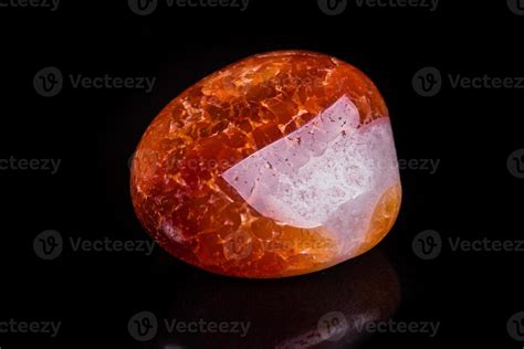 Macro Mineral Stone Orange Onyx On Black Background 21729856 Stock