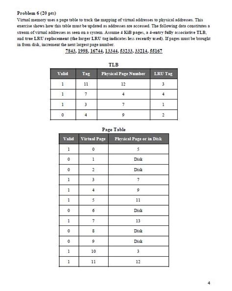 solved problem 6 20 pts virtual memory uses a page table