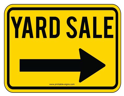Free Printable Yard Sale Sign Template Yellow With Right Arrow