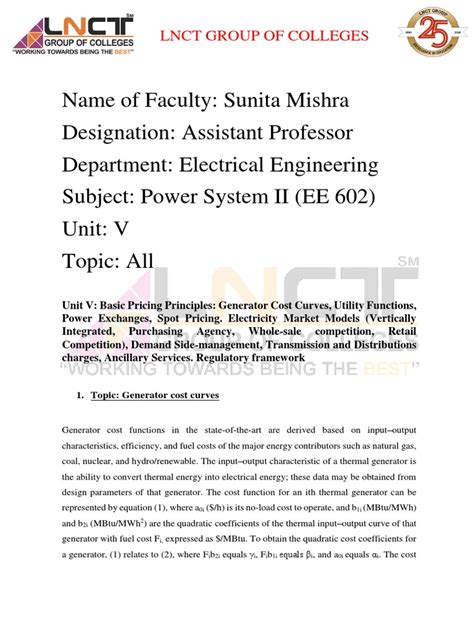 Power System Ii Ee 602 Unit V Download Free Pdf Public Utility Electrical Grid