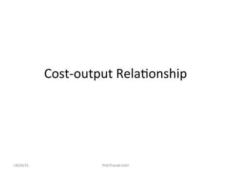 Cost Output Relationship Pdf