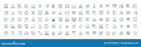 Computer Security Vector Line Icons Set Antivirus Firewall Encryption Patching Phishing